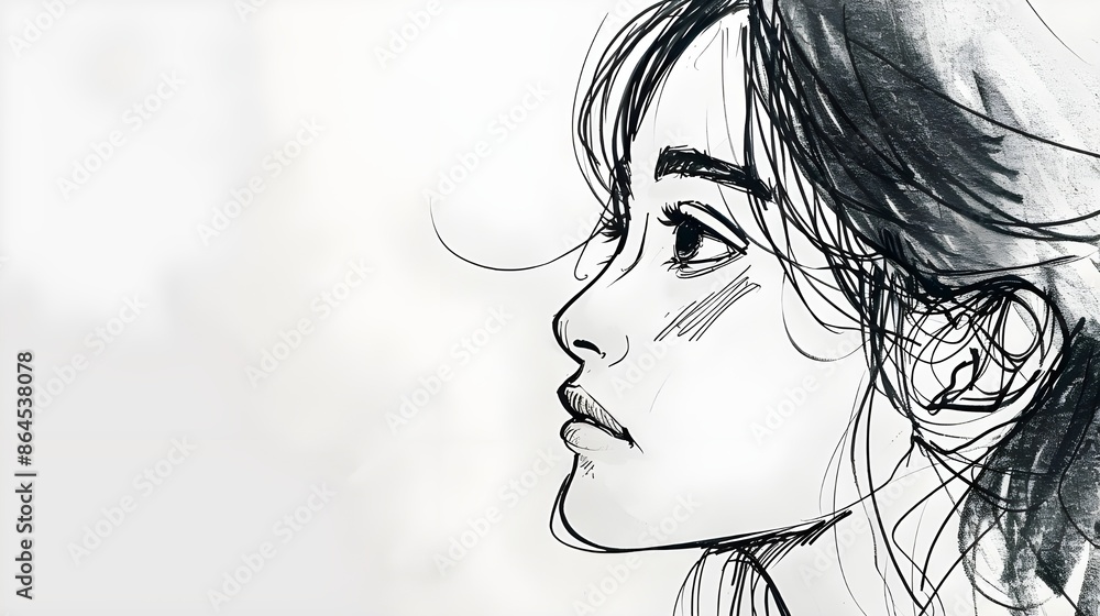 Simple line drawing of a Chinese girl with large eyes; simple coloring ...