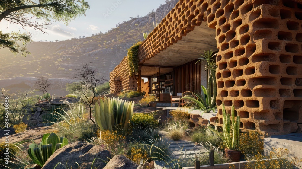 sustainable housing project with facades made of compressed earth ...