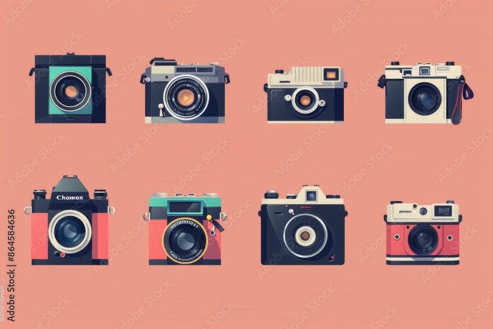World Photography Day, showcasing iconic camera designs, vintage ...