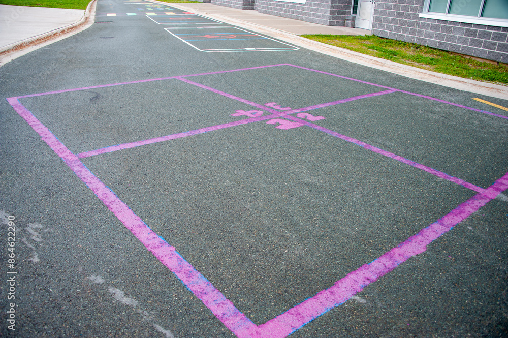 Leisure and creative childhood game of four squares. The colourful ...