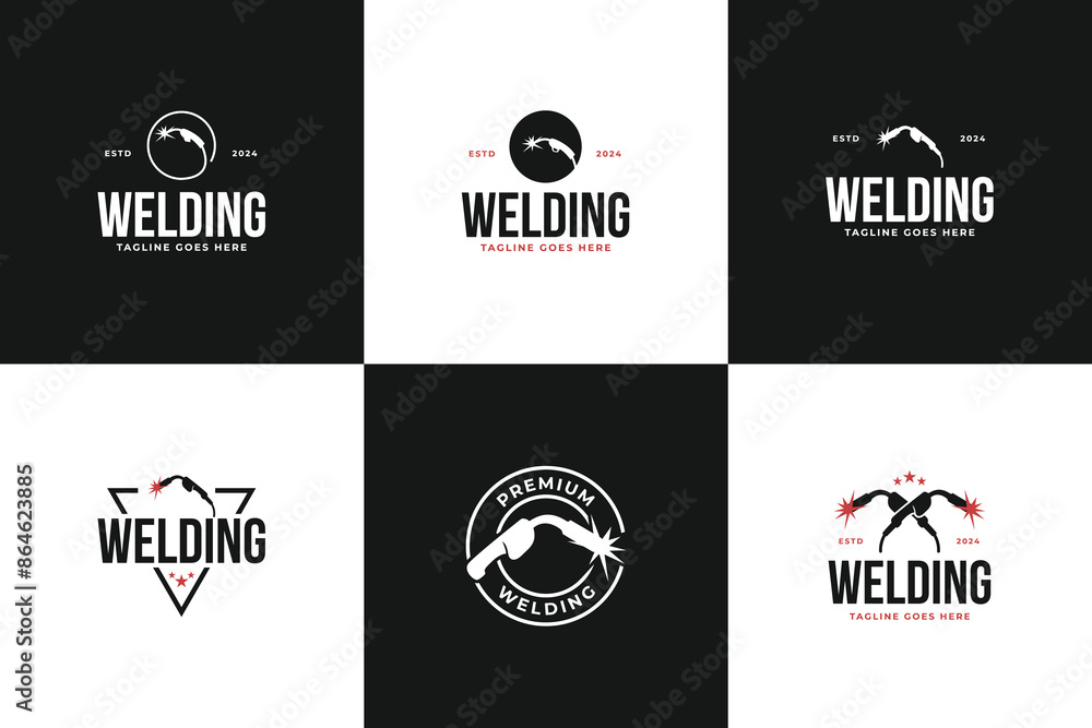 Set collection welding workshop logo design vector illustration ...