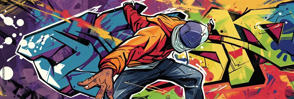 graffiti street art cartoon, hip hop inspired, modern illustration ...