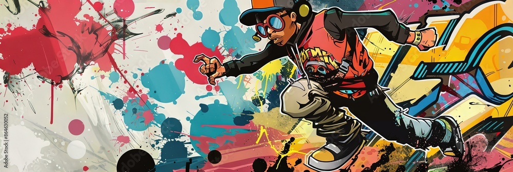 graffiti street art cartoon, hip hop inspired, modern illustration ...