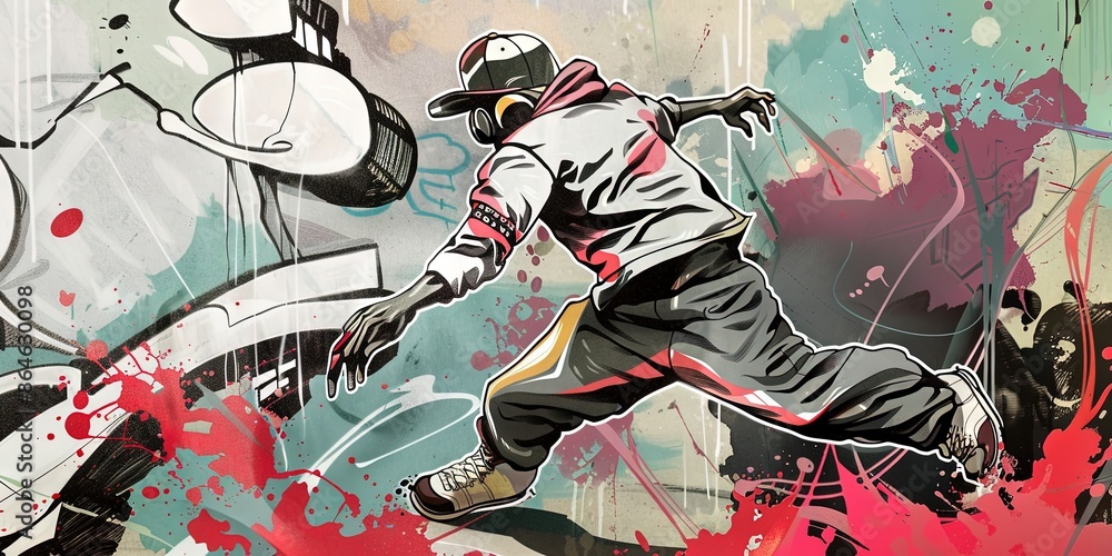 graffiti street art cartoon, hip hop inspired, modern illustration ...
