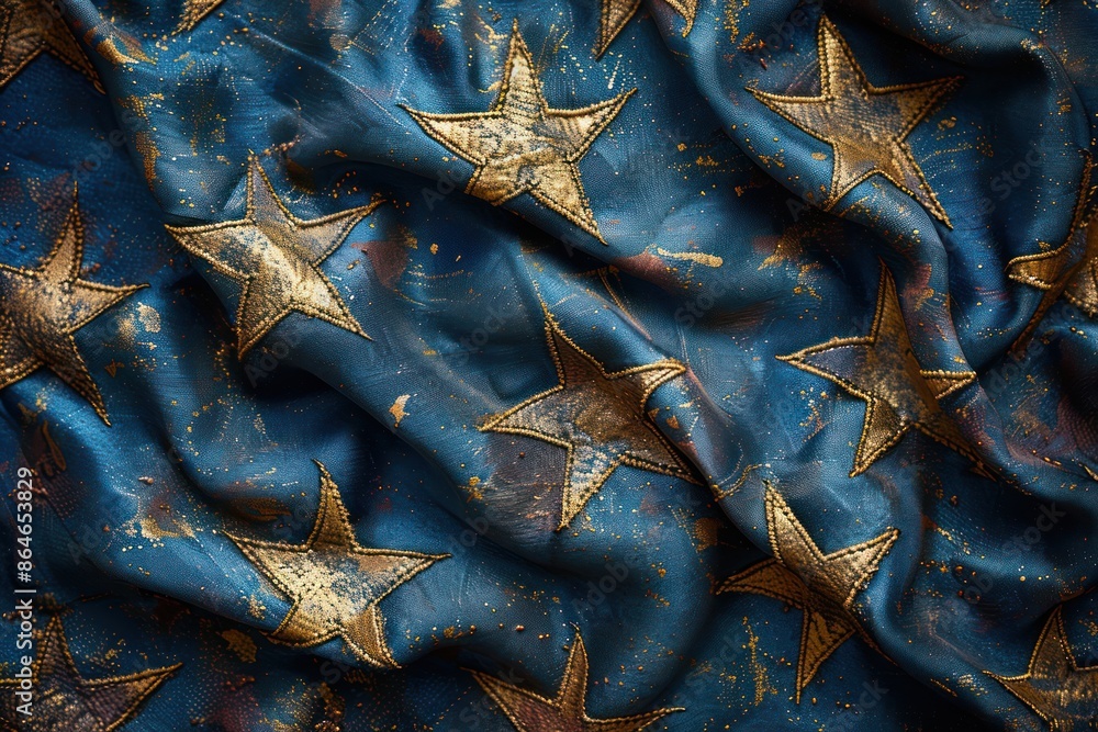 Ruffled American Flag Satin Texture - Close Up of Curved USA Flag for ...