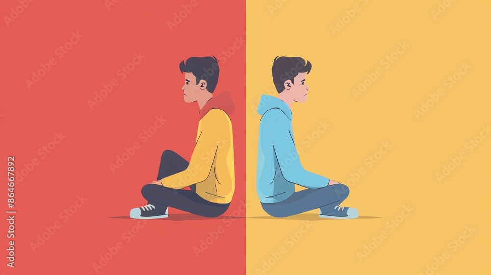 Shaming in a community, flat design, side view, ostracized individual ...