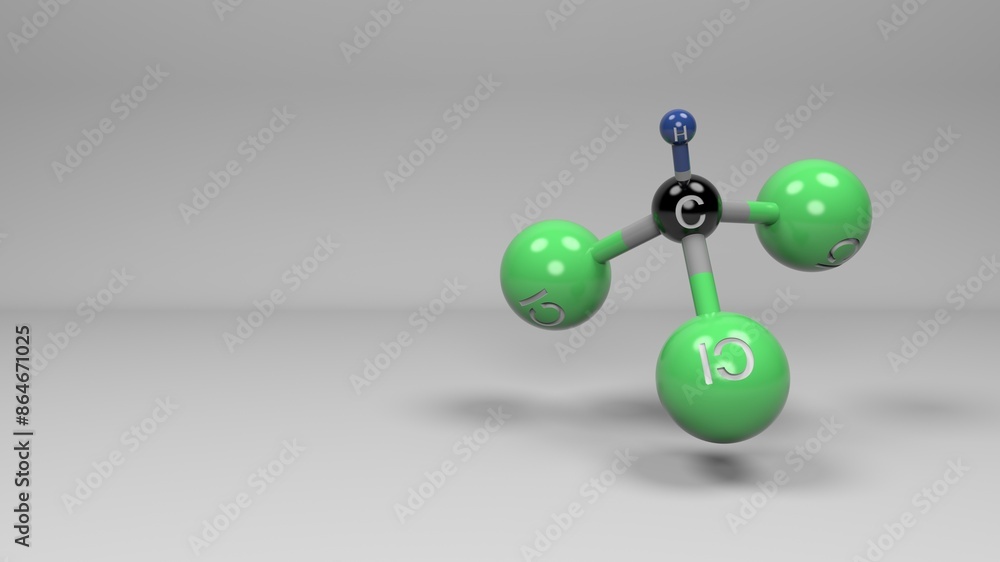 Chloroform molecule. Molecular structure of chloroform, solvent ...