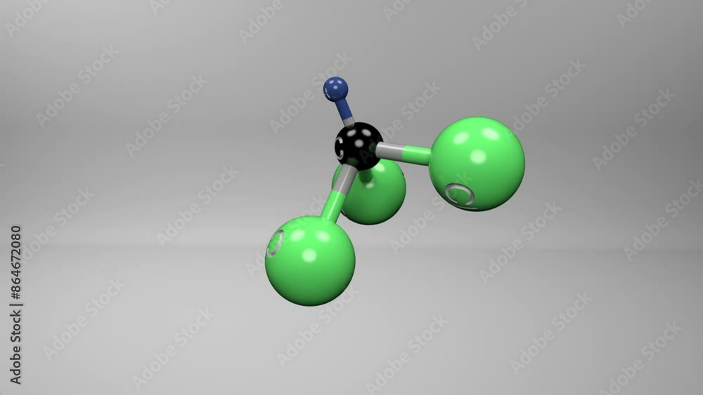Chloroform molecule. Molecular structure of chloroform, solvent ...