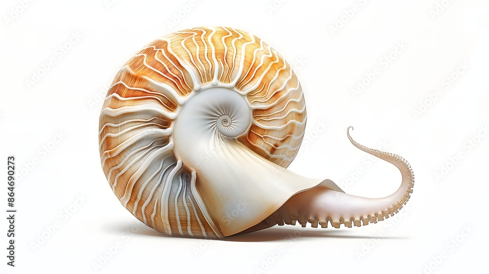 3. Generate a digital artwork of a nautilus's complete anatomy ...