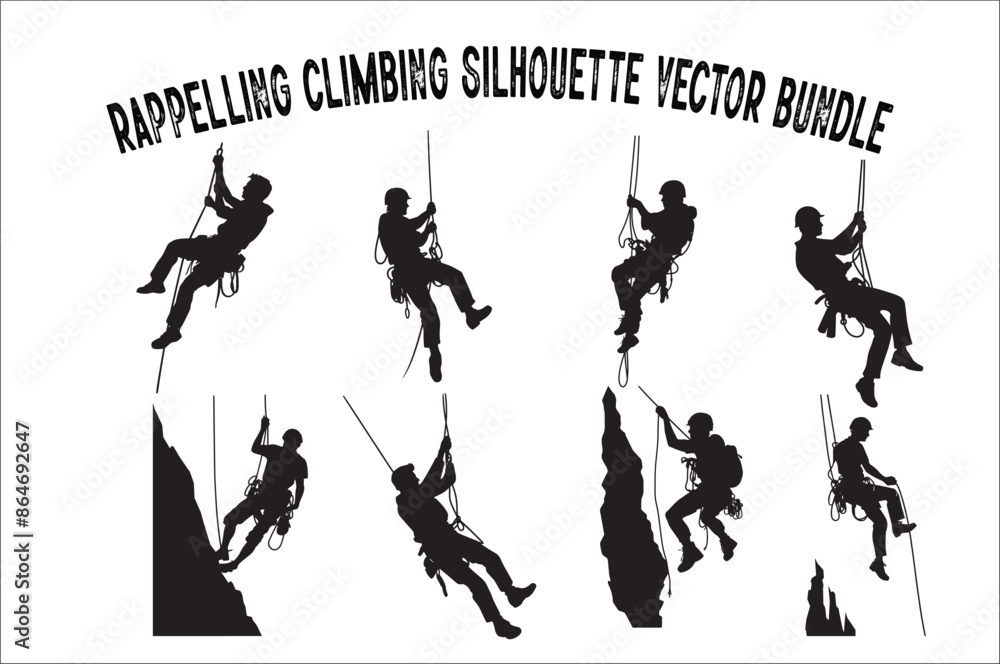 Alpinist Climber Vector Silhouette Bundle on a white background ...