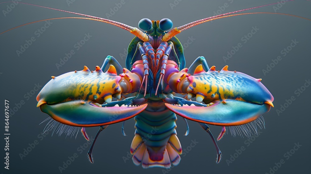 1. Render a detailed image of a mantis shrimp's entire body, isolated ...