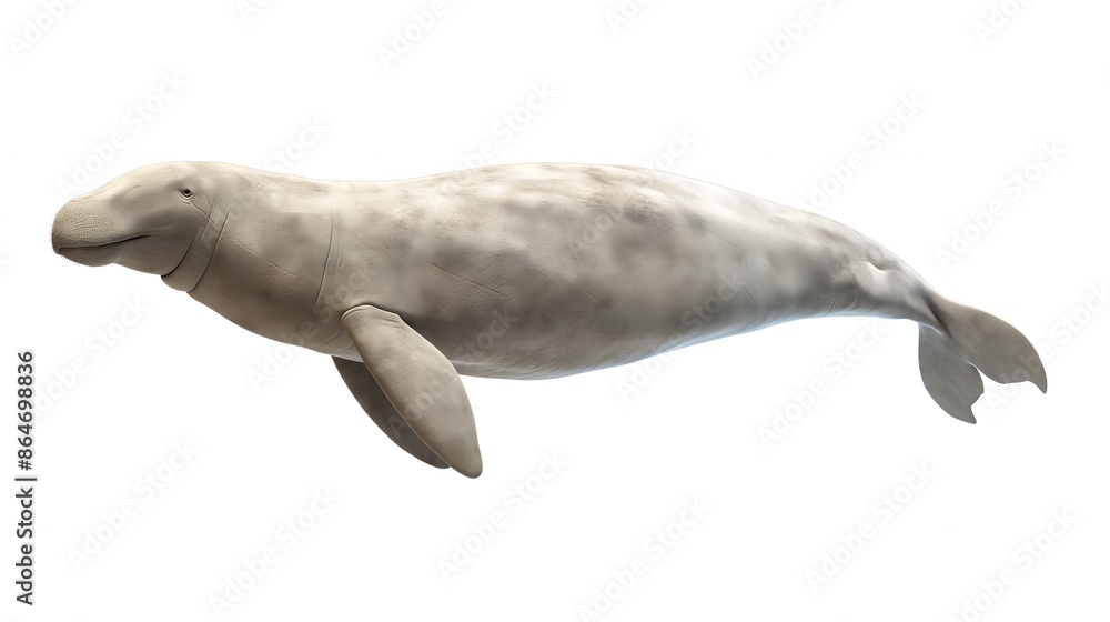 1. Render a detailed image of a dugong's entire body, isolated on a ...
