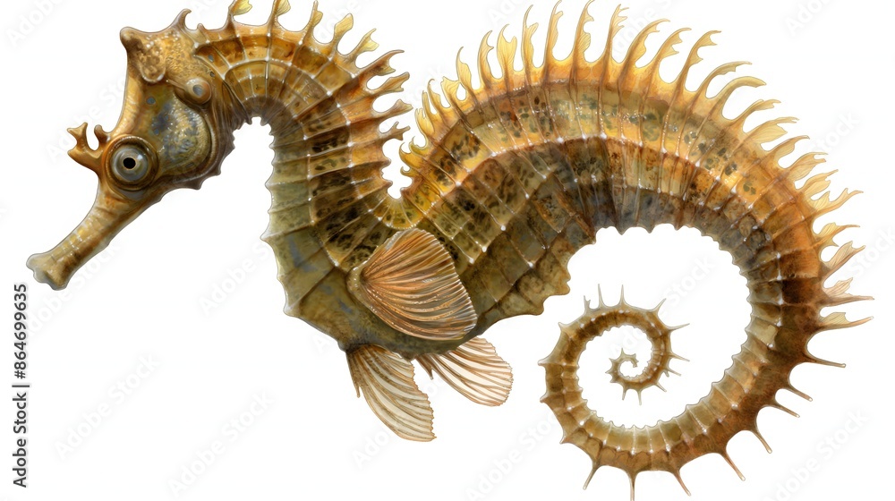 2. Produce a high-definition illustration of a seahorse, featuring its ...