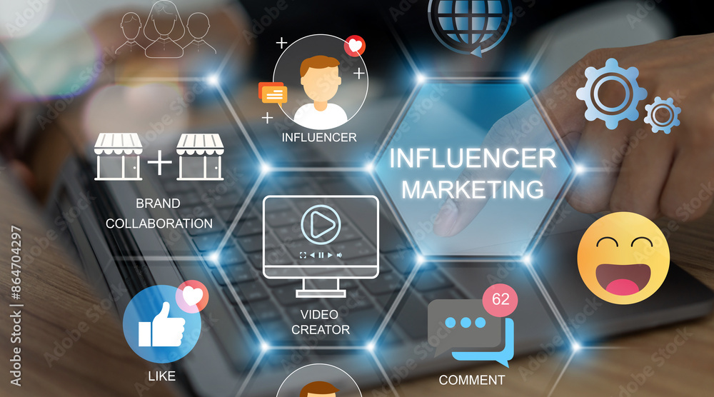Business professional with influencer marketing strategy and social ...