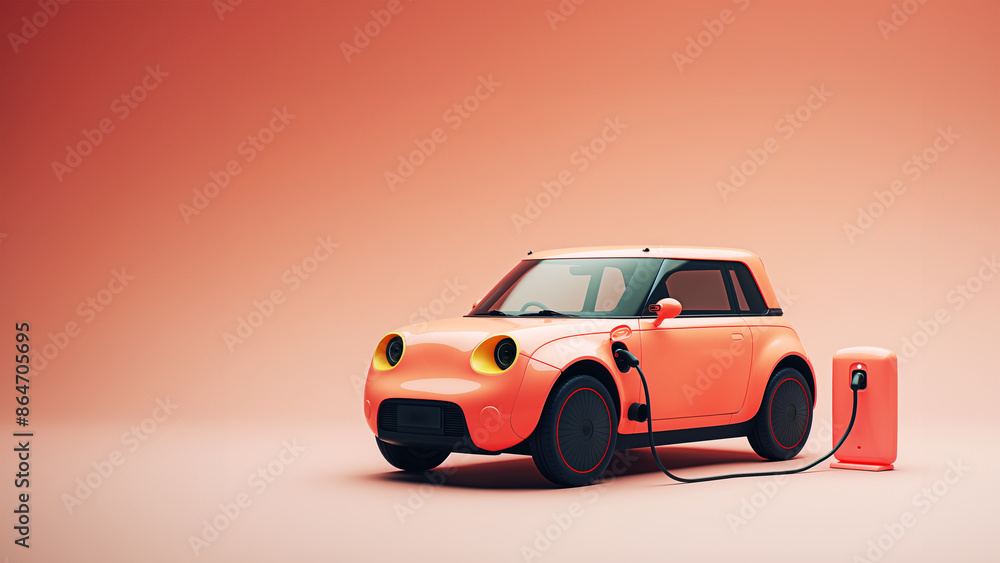 plasticine art style with pastel colour, charging battery of a EV car ...