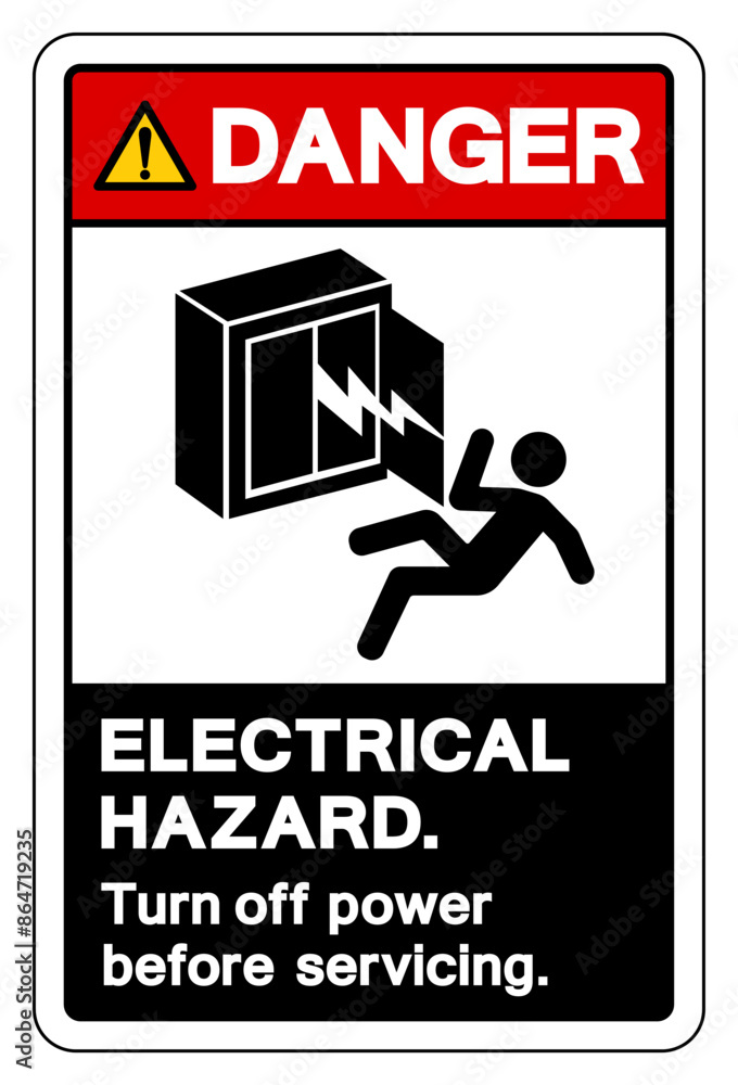 Danger Electrical Hazard Turn Off Power Before Servicing Symbol Sign ...