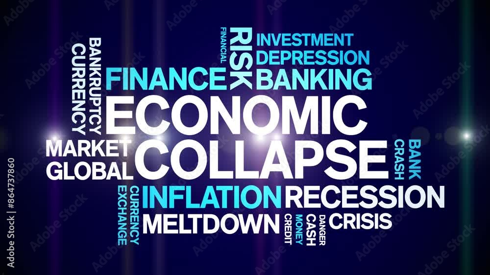 Economic Collapse animated word cloud;text design animation tag kinetic ...