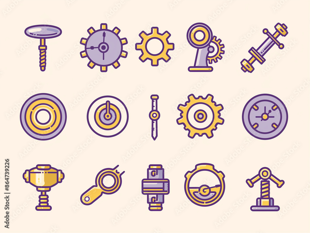 Bearing and Spindle Symbols: Isolated Tuning Icon on a Deep Purple ...