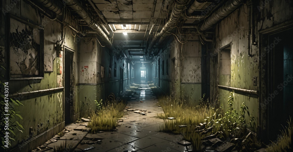 abandoned building hallway hall in mental asylum hospital apartment ...
