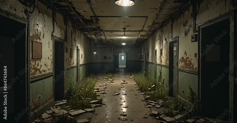 abandoned building hallway hall in mental asylum hospital apartment ...