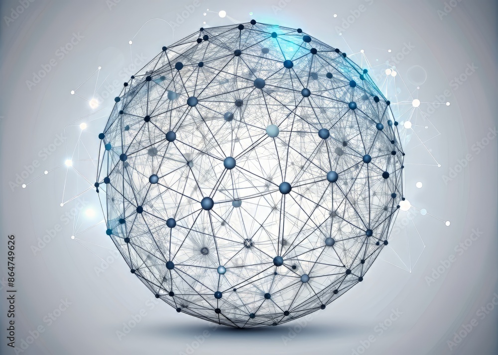 Intricate network of interconnected lines, dots, and polygons forms a ...