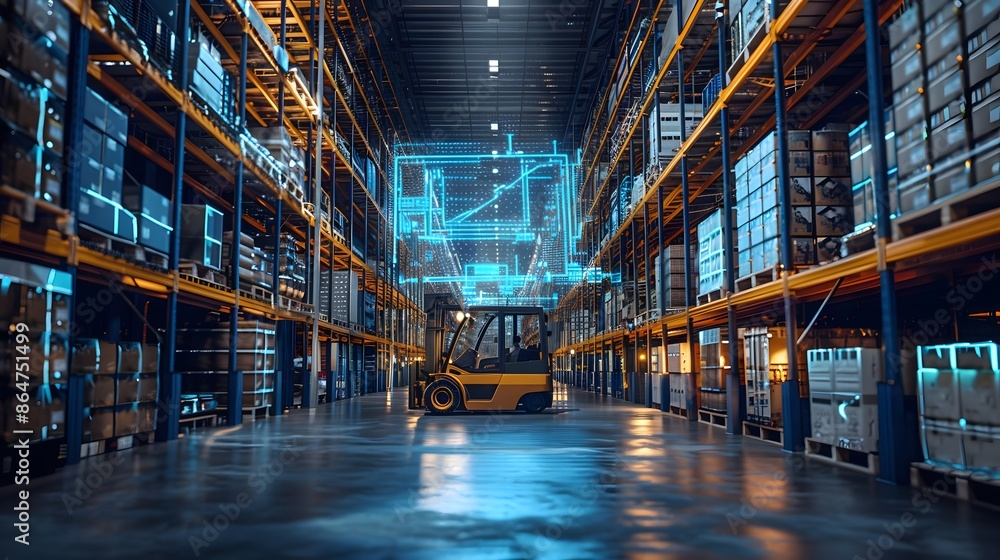 Smart warehouse featuring an AI-driven forklift and augmented reality ...