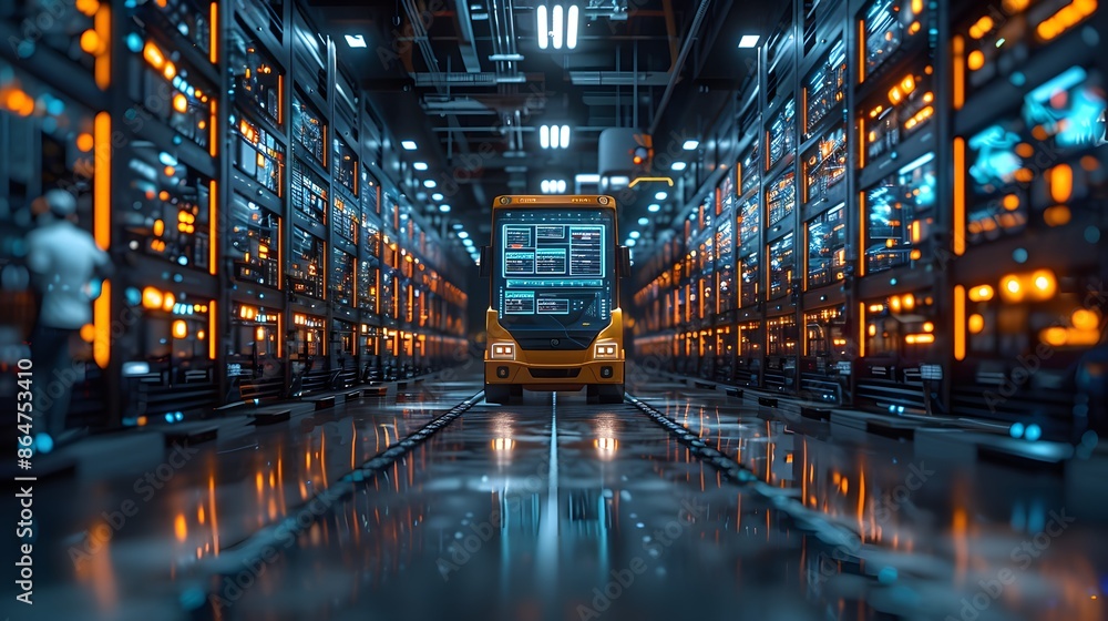 Warehouse automation scene with an AI-driven forklift and augmented ...
