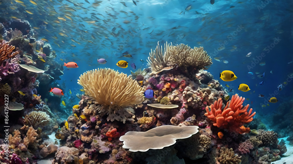 The diverse ecosystem of a coral reef, showcasing vibrant marine life ...