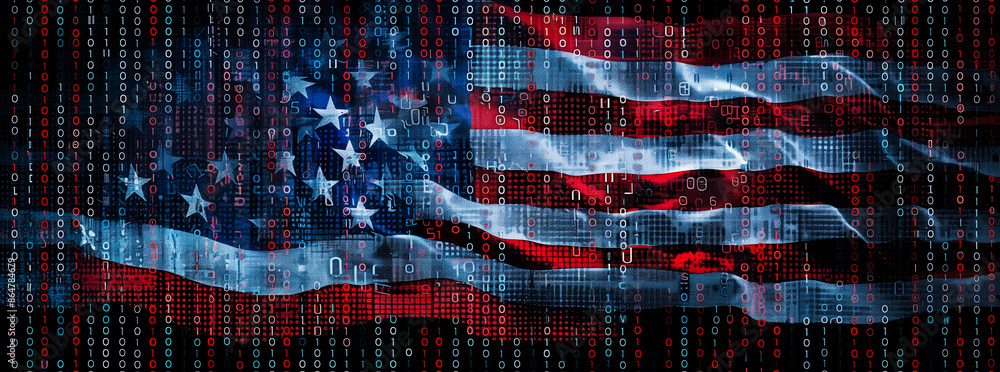 Abstract tech American flag background for futuristic technology ...