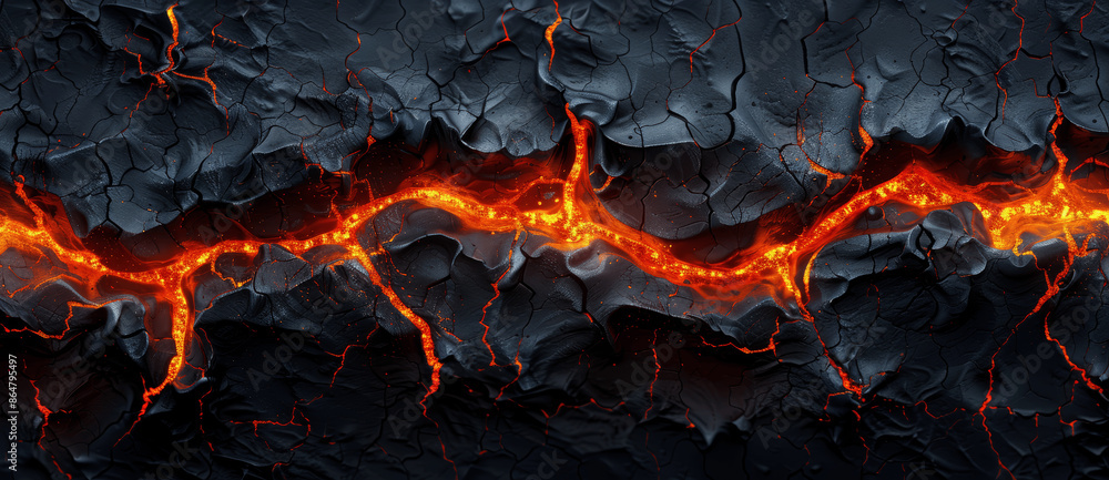 Hyperrealistic Dark Mysterious Lava Texture Background with Black Rock ...