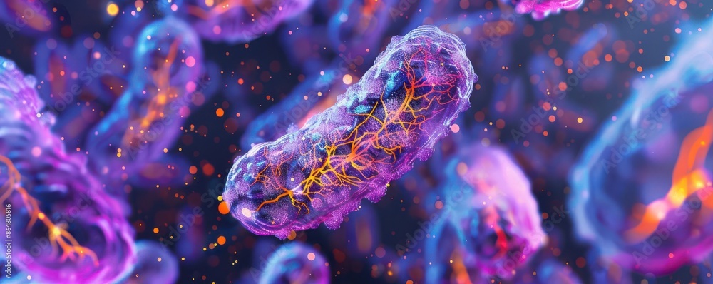 Chromosomes inside a cell nucleus during mitosis, vibrant colors and ...