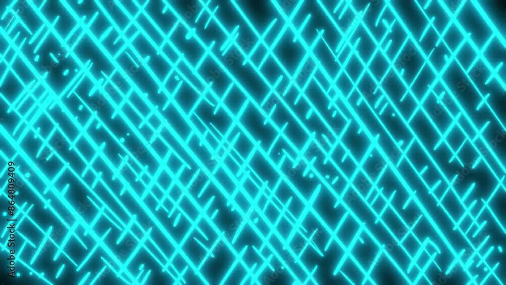 Background with blue neon rays on a black screen. Glow texture mesh in ...