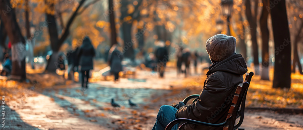 Homeless Person on Park Bench Stock Photo | Adobe Stock