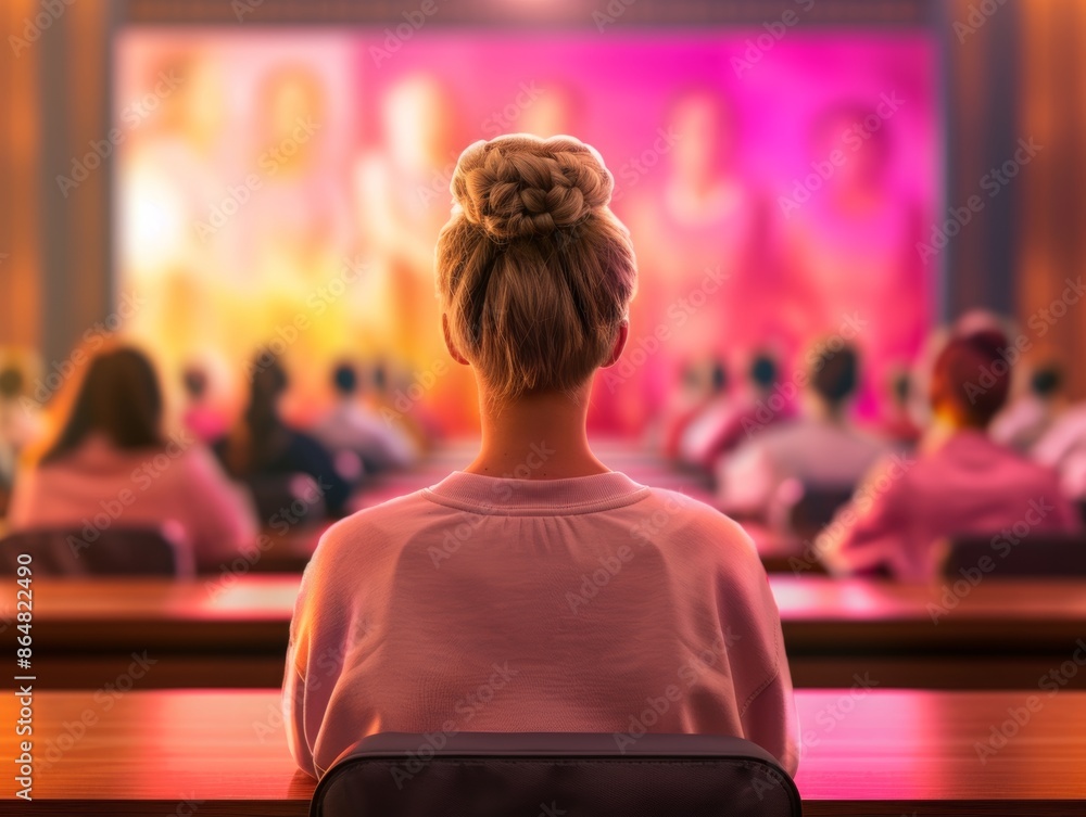 Students participating in a virtual debate competition, realistic ...