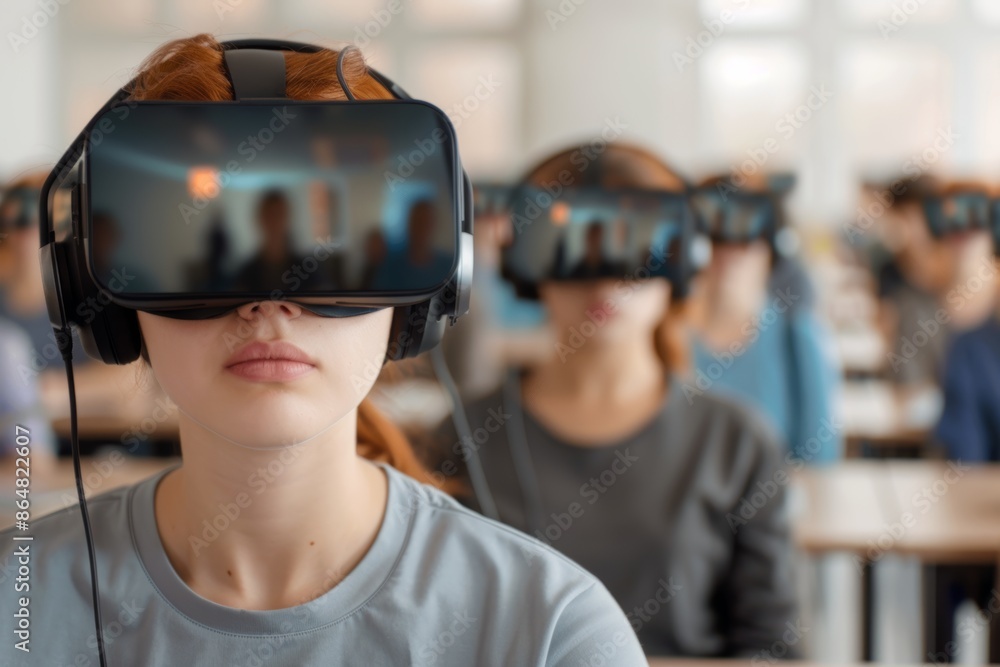 Students attending a coding bootcamp in the metaverse, interactive ...