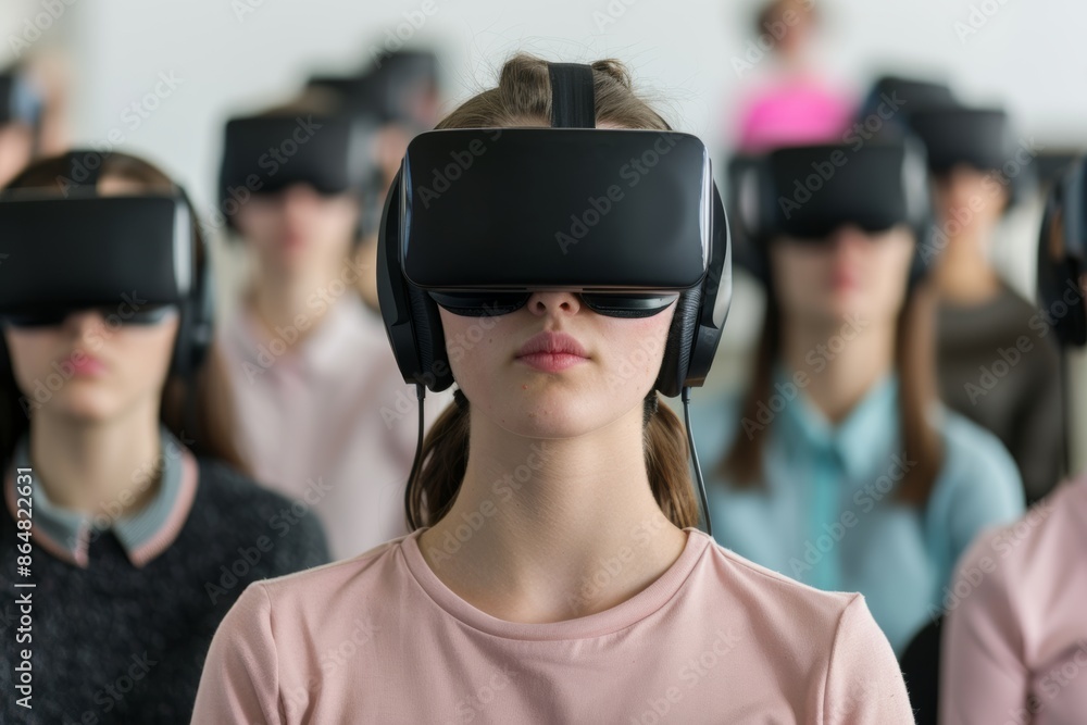 Students attending a coding bootcamp in the metaverse, interactive ...