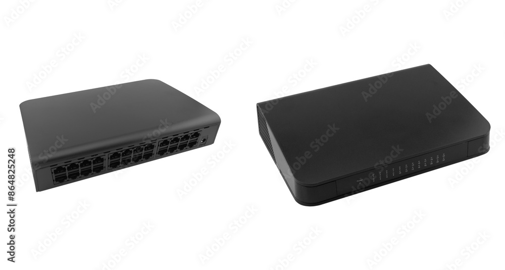 Networking ethernet 24 port switch isolated on white background ...