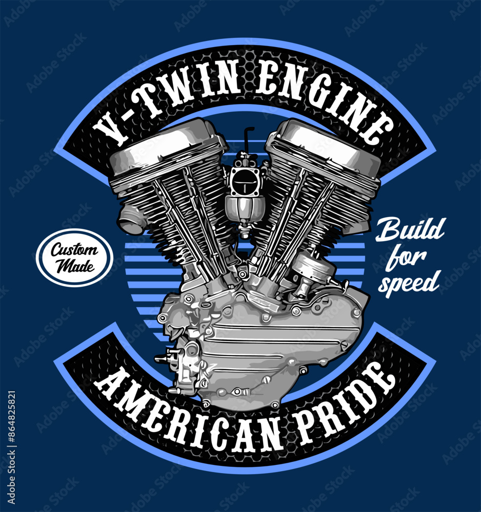 v twin engine vector for graphic design Stock Vector | Adobe Stock