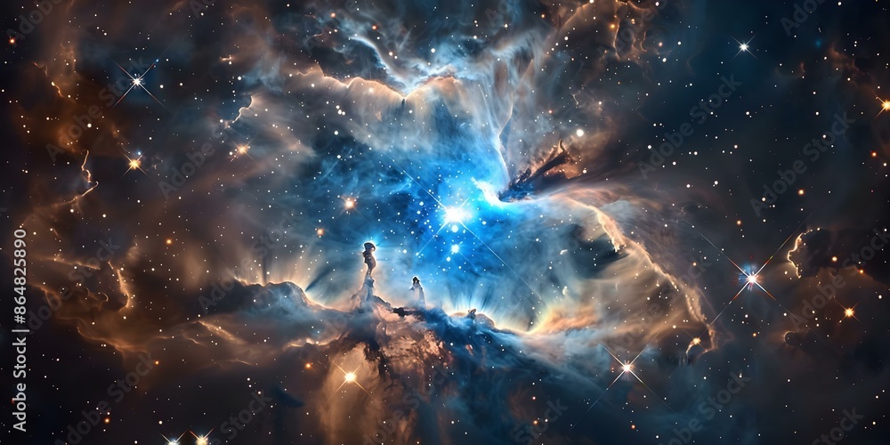 Silhouetted White Dwarf with Cobalt Glow Against Pinwheel Nebula ...