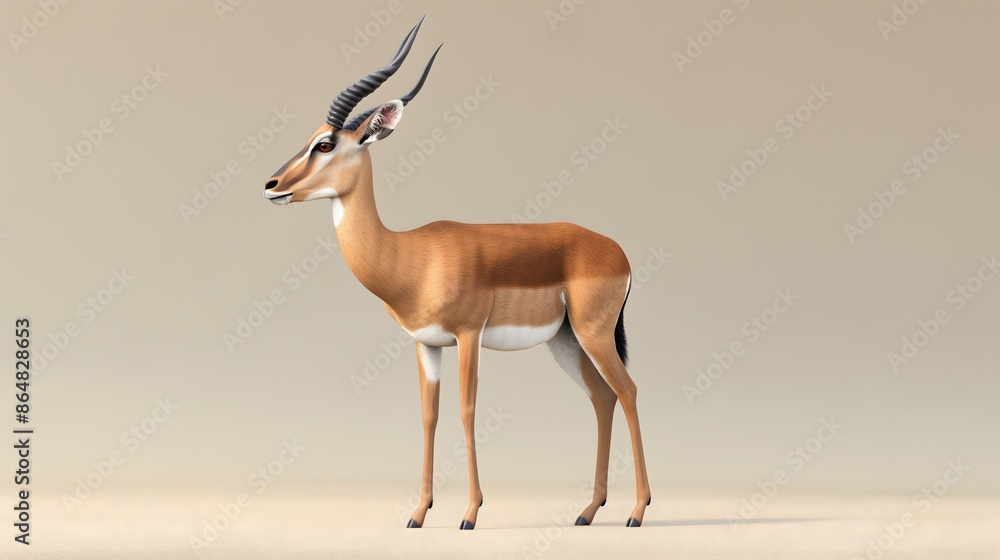 3. Produce an illustration of an impala on a clear background ...
