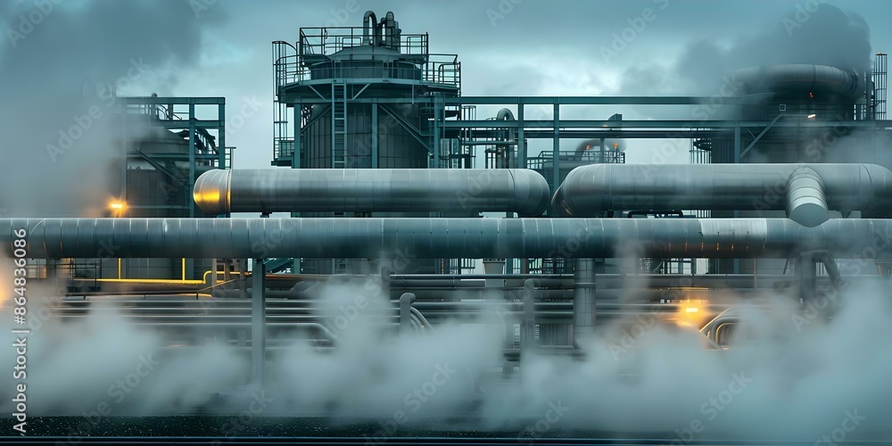 Steam Pipes in Operation at a Thermal Power Plant. Concept Steam pipes ...