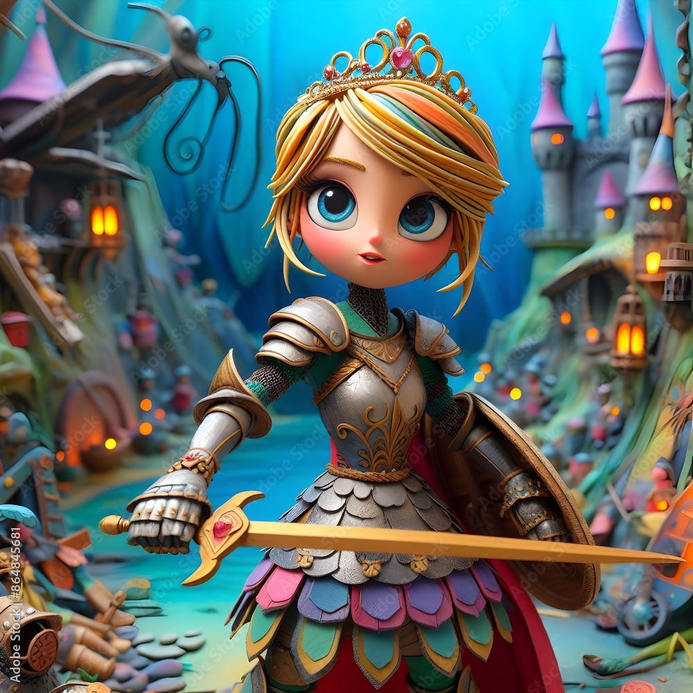Princesa valiente, ilustración 3D, cuento de hadas, storybook, fantasía ...