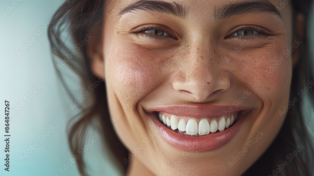 A closeup portrait of an Asian Indian woman smiling with a missing ...