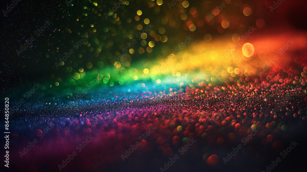 The luminous spectrum of the rainbow on black background, very small ...