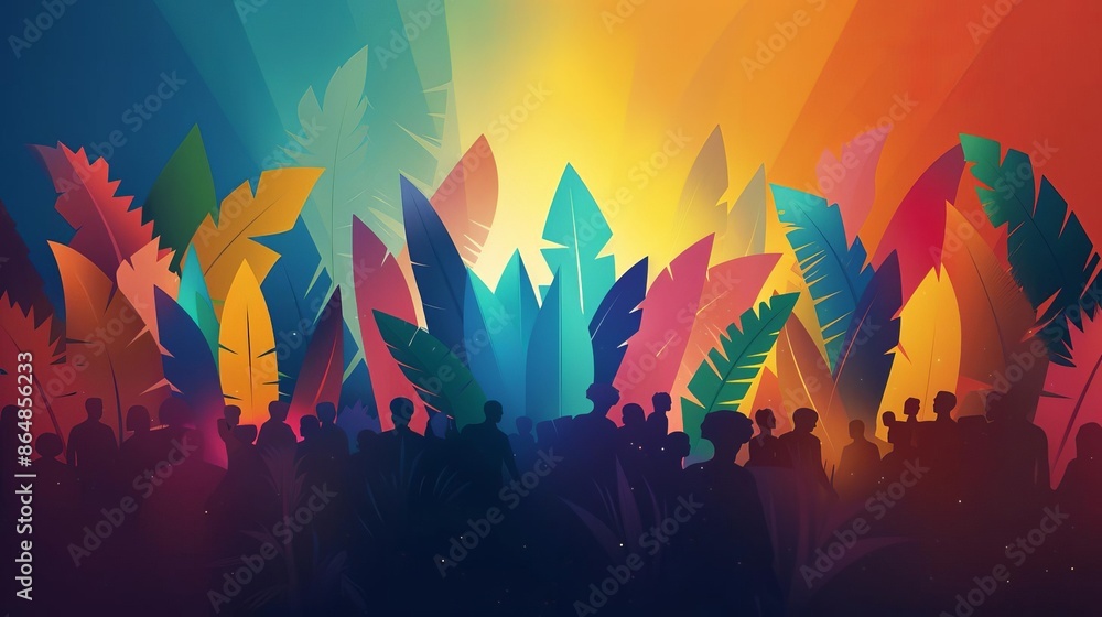 Colorful cultural celebration with diverse participants in traditional ...