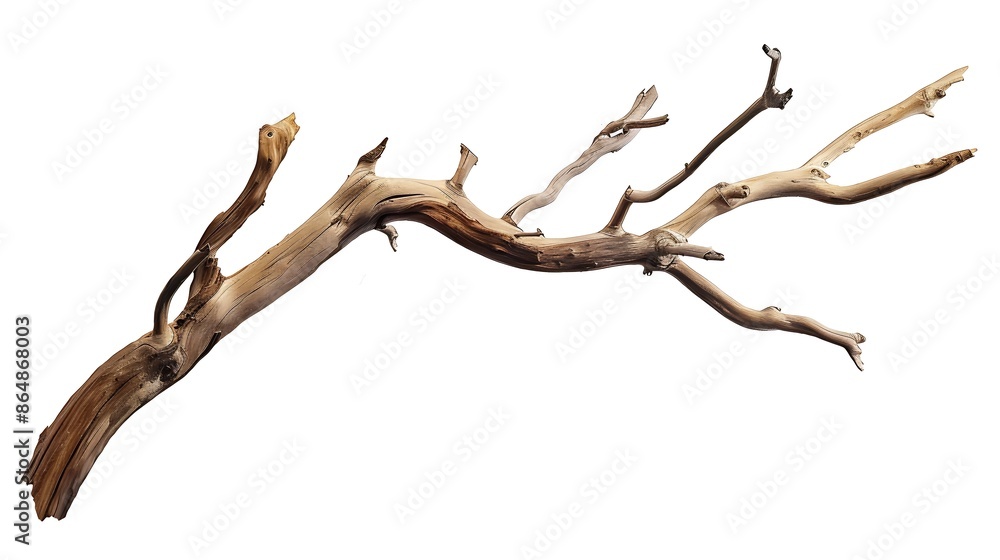 Dry tree twig and branch with knots isolated white background Dry ...