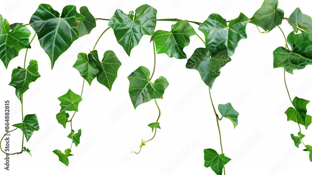 Green leaves Javanese treebine or Grape ivy Cissus spp jungle vine ...