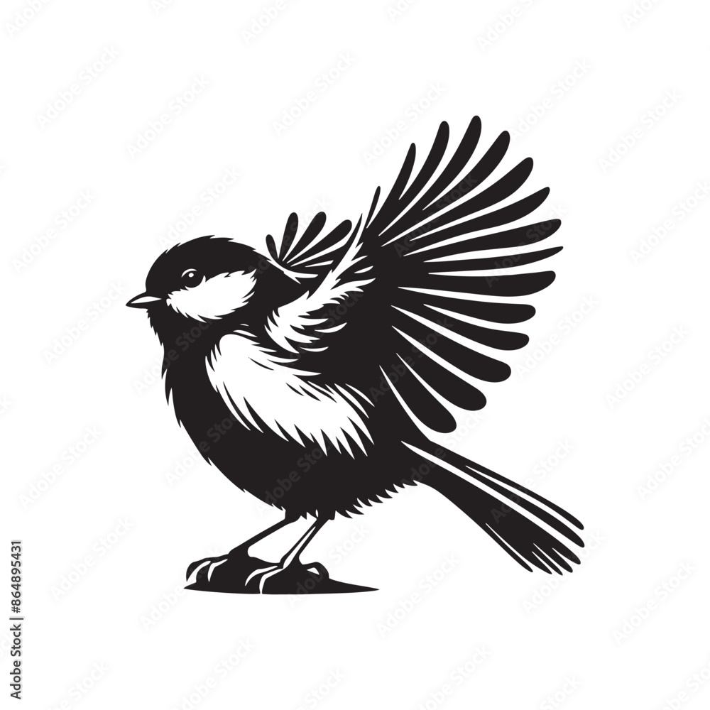 Titmouse Bird Vector - Titmouse Bird Silhouette - Minimalist Titmouse ...