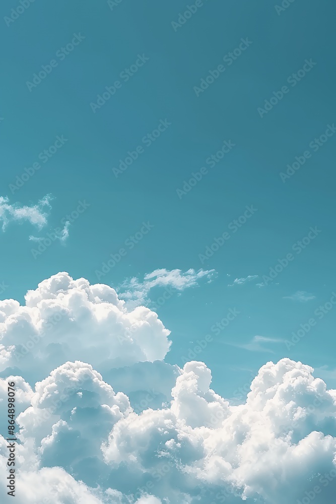 Blue sky with white clouds background, clear sky, no clouds, minimalism ...