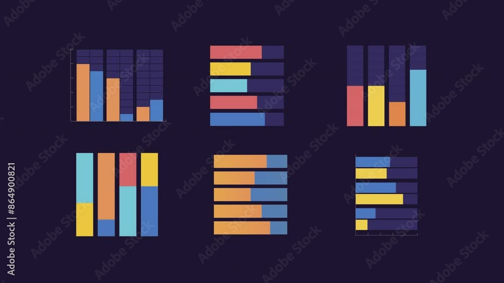 Clustered bar charts animations. Mirror data diagrams animated elements ...